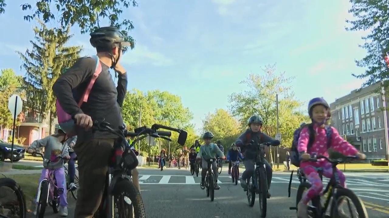 From a few to more than 350, children and parents ride together to school as a 'bike bus' | Bay ...